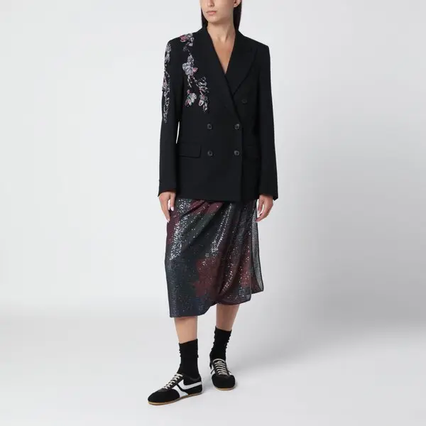 Dries Van Noten Double-breasted Jacket With Floral Sequinned Appliqués