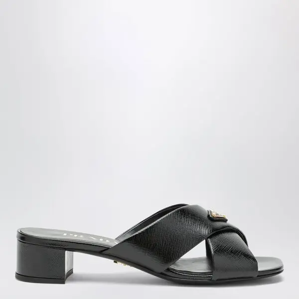 Prada Leather Mules With Triangular Logo
