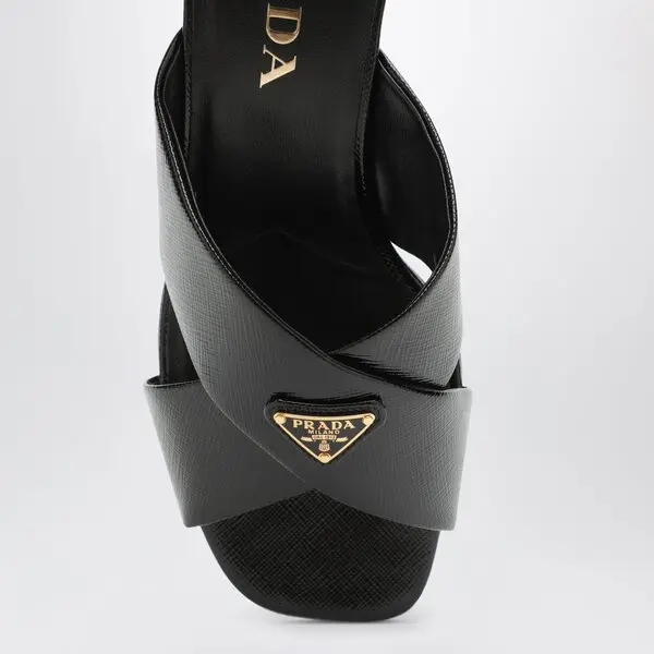 Prada Leather Mules With Triangular Logo