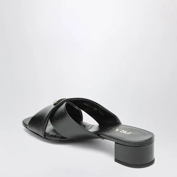 Prada Leather Mules With Triangular Logo