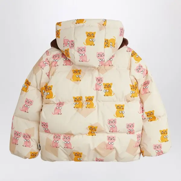 MINI RODINI Padded Jacket With Kitten Print