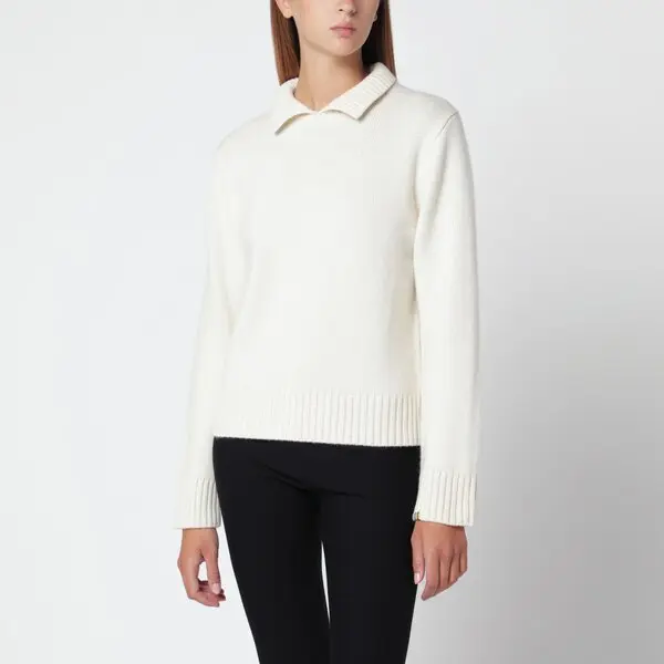 Extreme Cashmere Cream Cashmere Polo Sweater - White