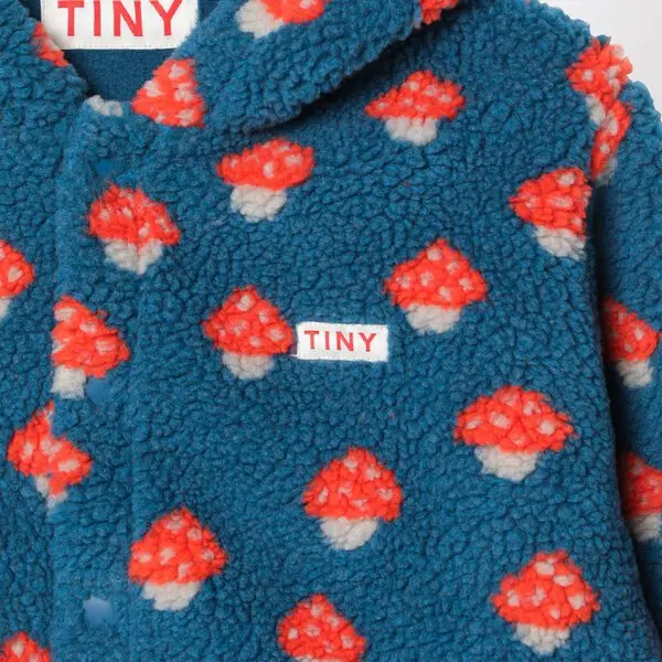 TINYCOTTONS Blue Fleece Jacket With Mushroom Pattern