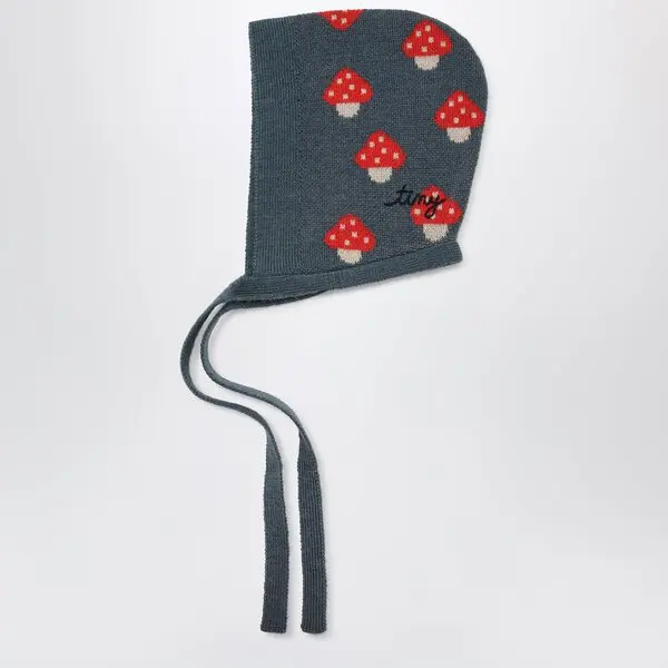 TINYCOTTONS Grey Wool-blend Balaclava With Mushroom Pattern - Multicolor
