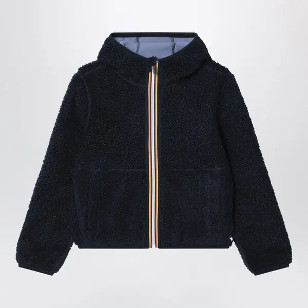 K-WAY Blue Reversible Teddy Fleece Jacket - Multicolor