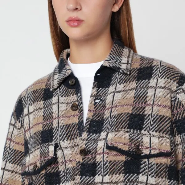 Guest In Residence Camel-colored Plaid Work Checkered Shirt In Cashmere