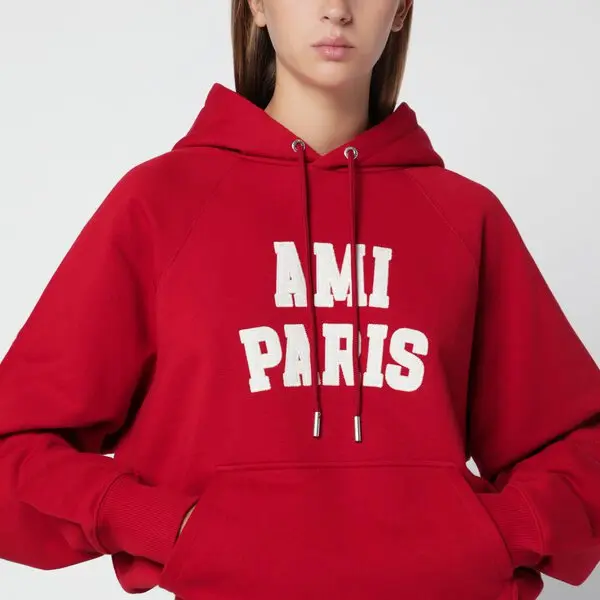 AMI Paris Hooded Sweatshirt With Logo Embroidery