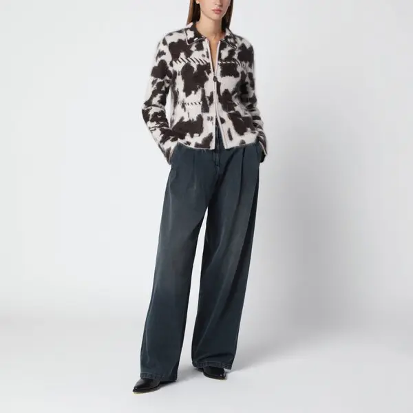 Guest In Residence Cashmere Zip-up Jacket With Cow Print