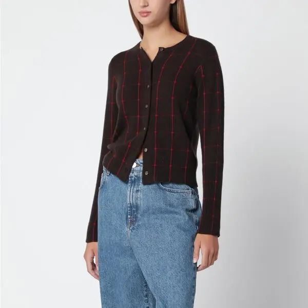 Guest In Residence Jane Checker Dark Brown/red Cardigan - Multicolor