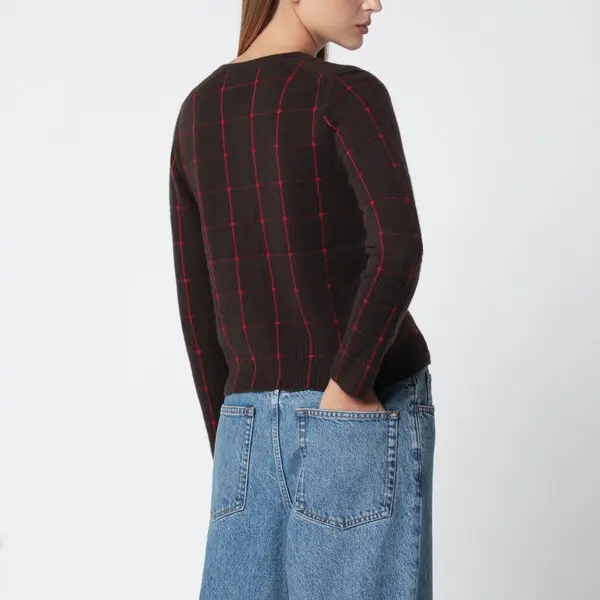 Guest In Residence Jane Checker Dark Brown/red Cardigan