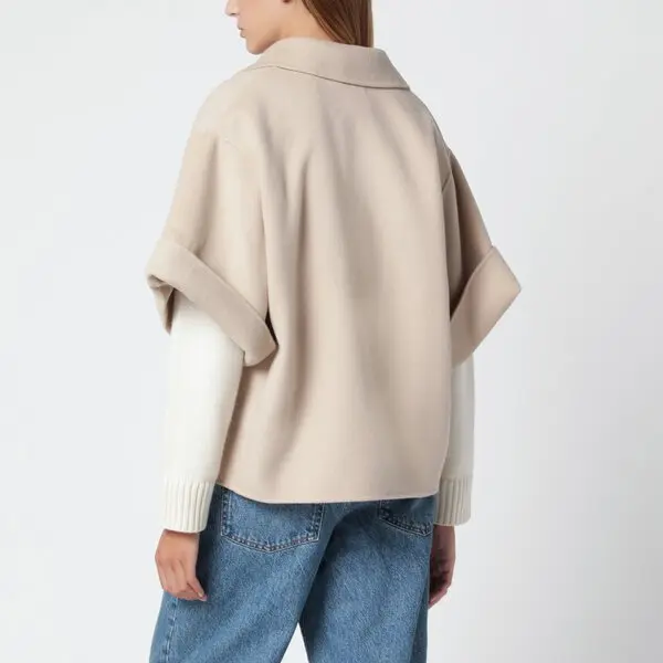 Max Mara Short Wool Drap Coat In Sand - Beige