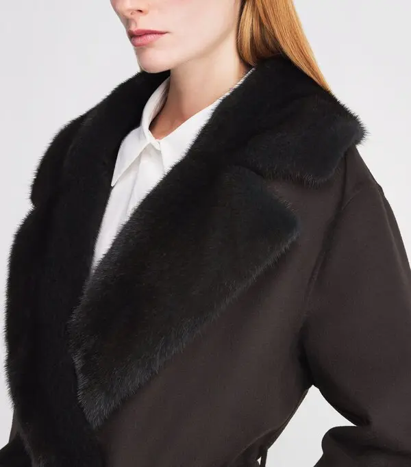 Kiton Cashmere Mink-lapel Wrap Coat