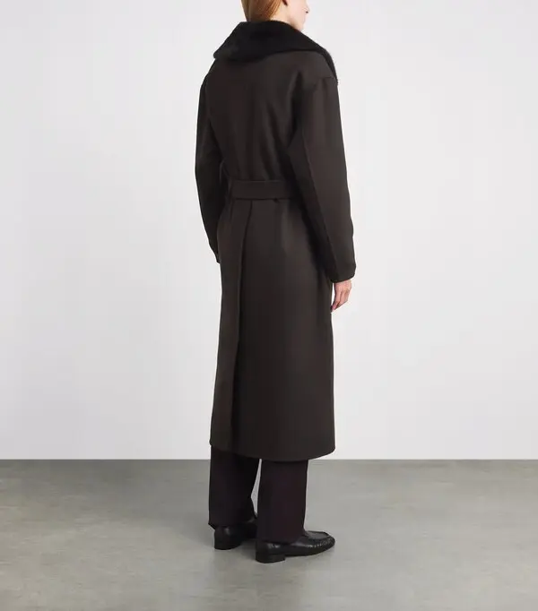 Kiton Cashmere Mink-lapel Wrap Coat