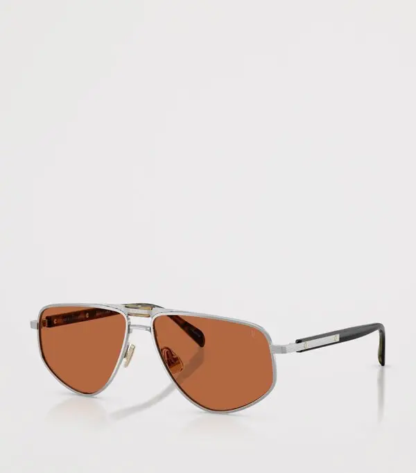 Brunello Cucinelli Titanium Dike Aviator Sunglasses