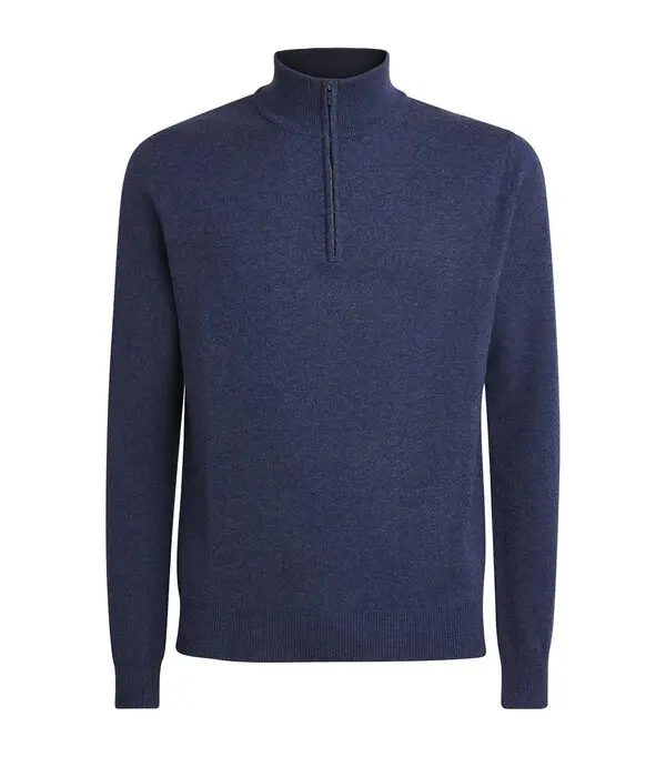 Corneliani Virgin Wool-cashmere Quarter-zip Sweater