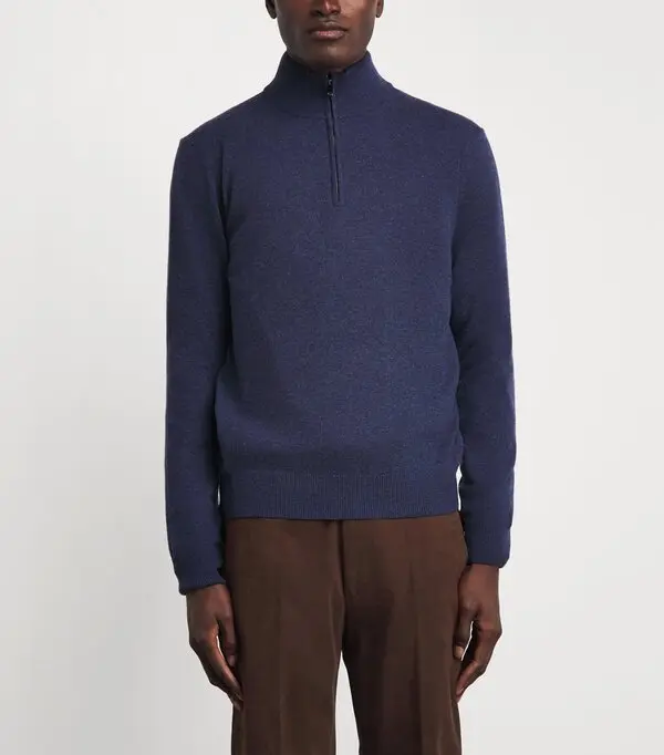 Corneliani Virgin Wool-cashmere Quarter-zip Sweater