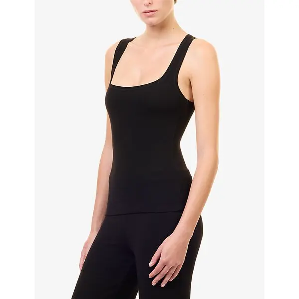 TALA 365 Square-neck Rib-jersey Tank Top - Black