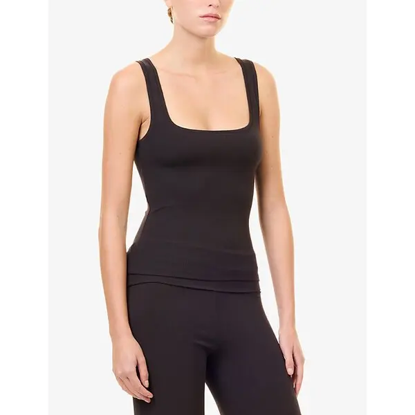 TALA 365 Square-neck Rib-jersey Tank Top - Espresso