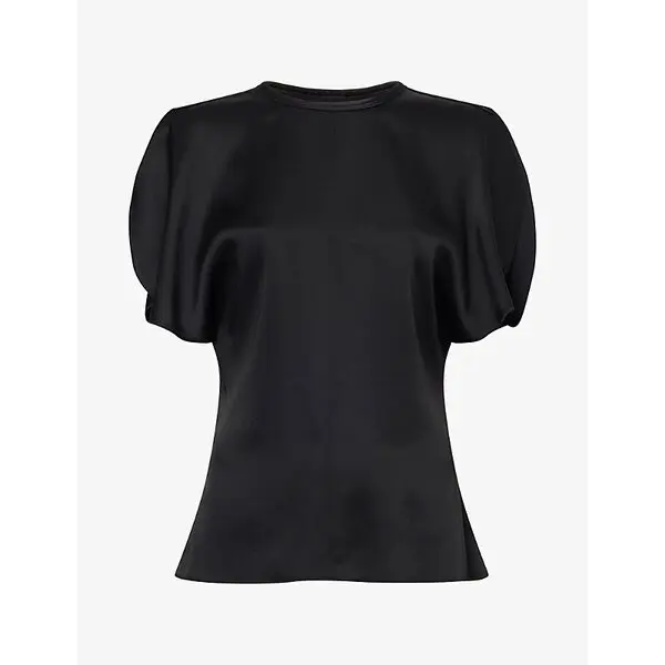 Victoria Beckham Bela Open Cap-sleeves Satin Top - Black
