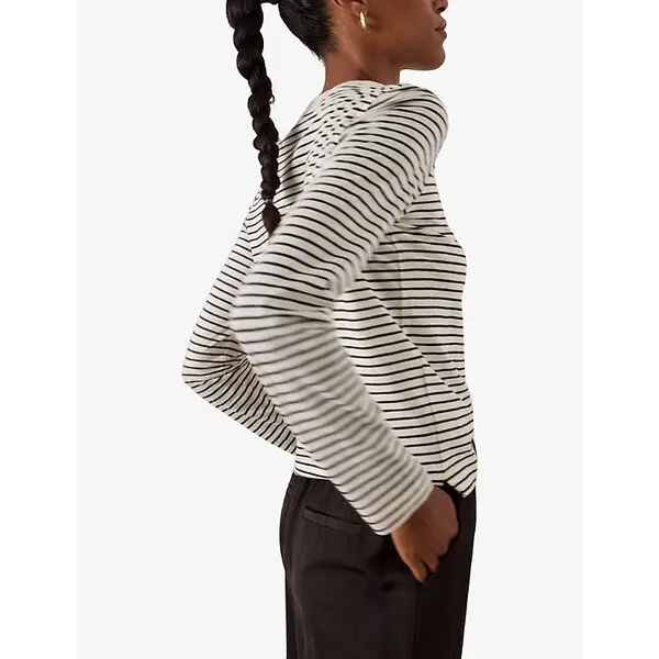 Whistles Striped Long-sleeve Cotton Top