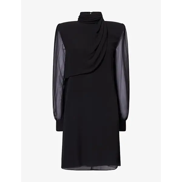 Valentino Garavani Draped High-neck Silk Mini Dress