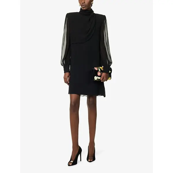 Valentino Garavani Draped High-neck Silk Mini Dress