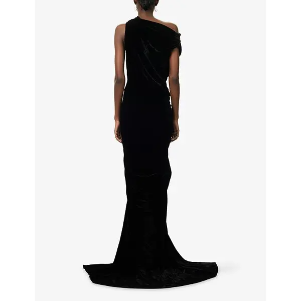 Rick Owens Strutter Draped Velvet Maxi Dress