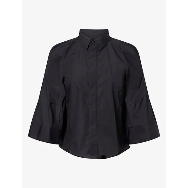 Sacai Oversize Cropped Cotton-blend Shirt