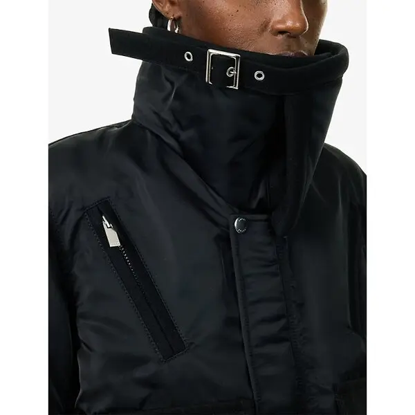 Sacai Patch-pocket Nylon And Wool Bomber Jacket