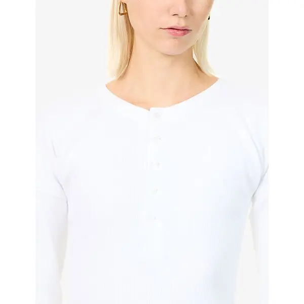 Victoria Beckham Hazel Ribbed Long-sleeve Cotton Top