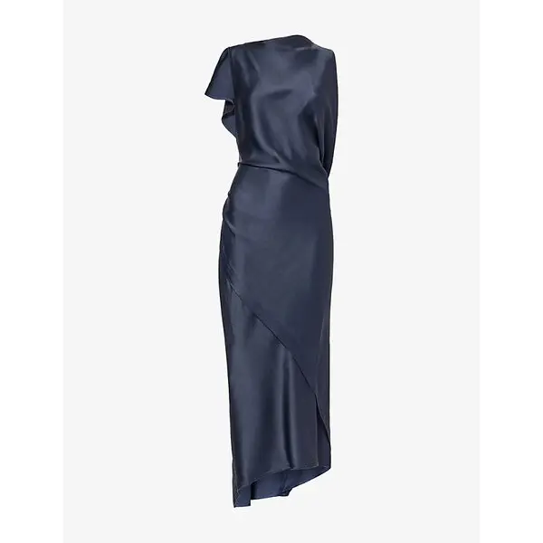Victoria Beckham Kyra Crepe-back Satin Midi Dress - Midnight
