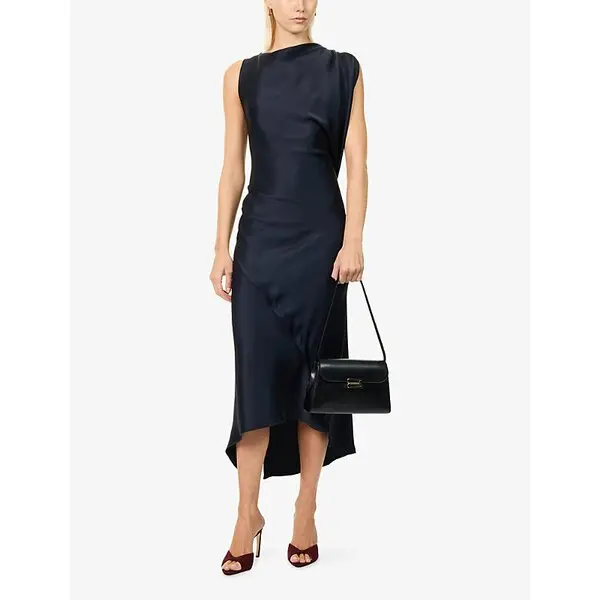 Victoria Beckham Kyra Crepe-back Satin Midi Dress - Midnight