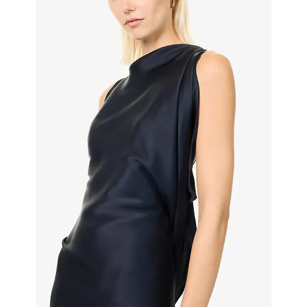 Victoria Beckham Kyra Crepe-back Satin Midi Dress - Midnight