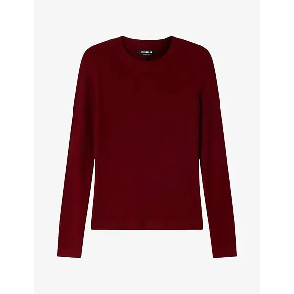 Whistles Essential Ribbed Crewneck Stretch-jersey Top - Red
