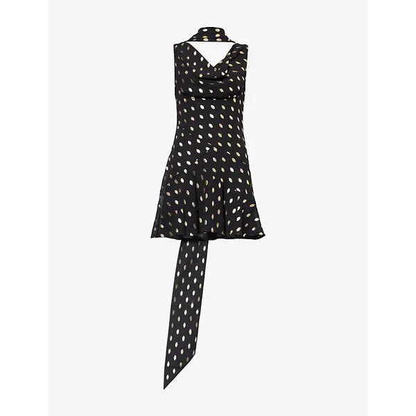 NEVER FULLY DRESSED Sophie Cowl-neck Crepe Mini Dress - Black