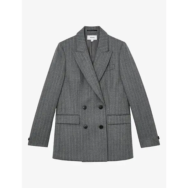 REISS Astrid Pinstripe Double-breasted Wool Blazer
