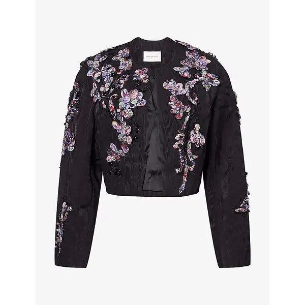 Dries Van Noten Bead-embellished Cropped Woven Jacket