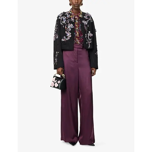 Dries Van Noten Bead-embellished Cropped Woven Jacket