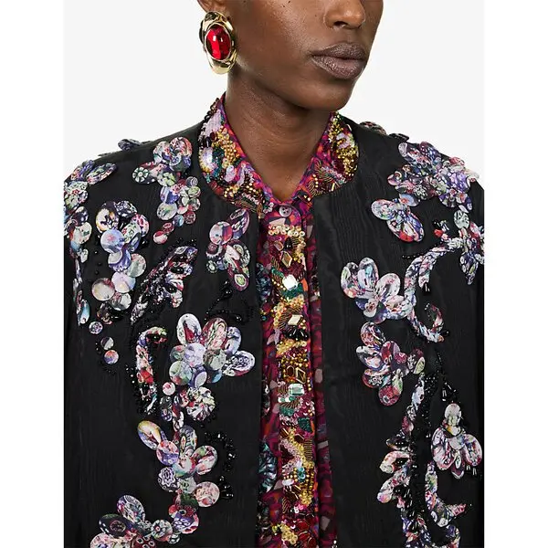 Dries Van Noten Bead-embellished Cropped Woven Jacket