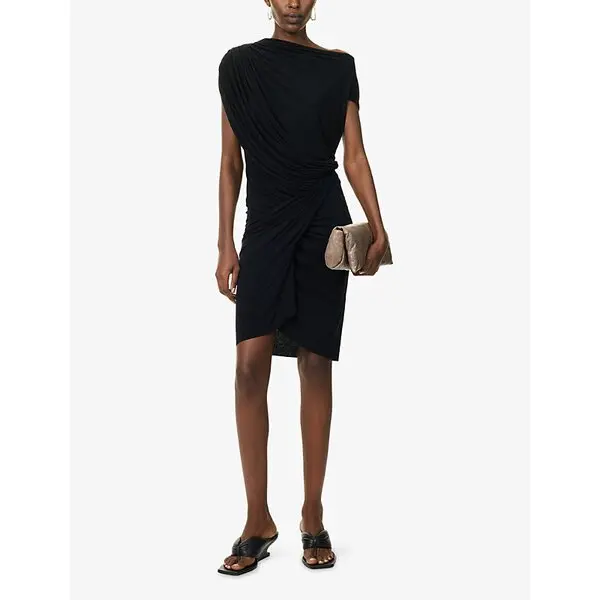 Rick Owens Ares Draped Jersey Midi Dress