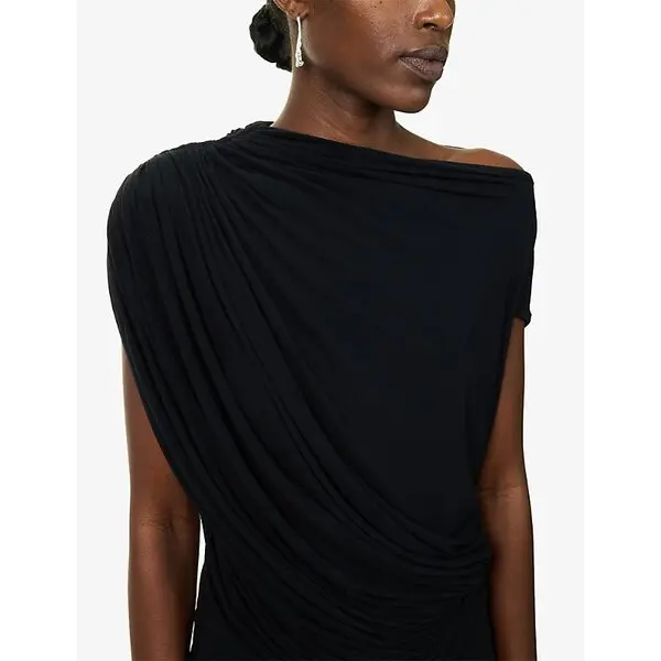 Rick Owens Ares Draped Jersey Midi Dress