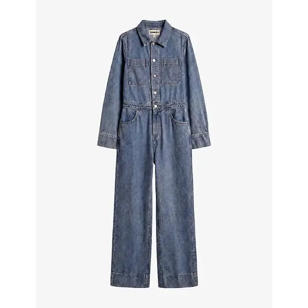 OMNES Diya Wide-leg Cotton Denim Jumpsuit - Light Wash