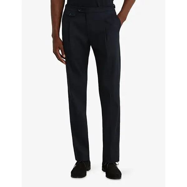 REISS Float Tailored-fit Side-adjuster Cotton-blend Trousers