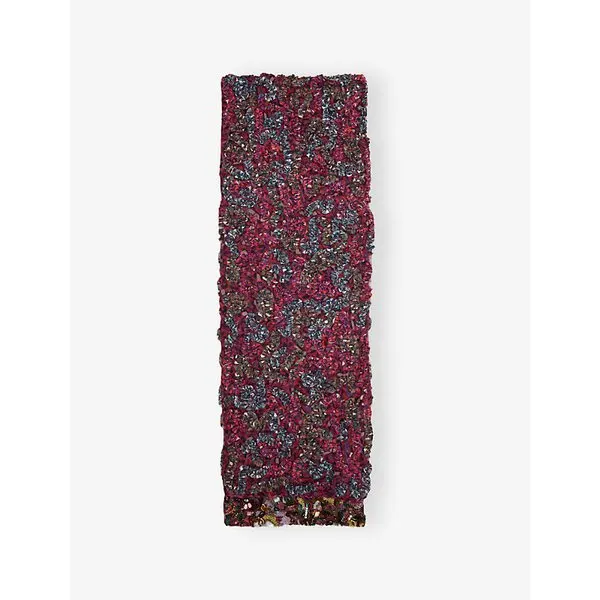 Dries Van Noten Ruffled Flower-embellished Woven Scarf