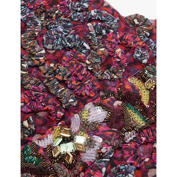 Dries Van Noten Ruffled Flower-embellished Woven Scarf