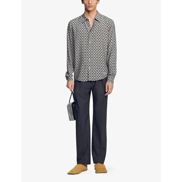 Sandro Chain-print Long-sleeve Woven Shirt
