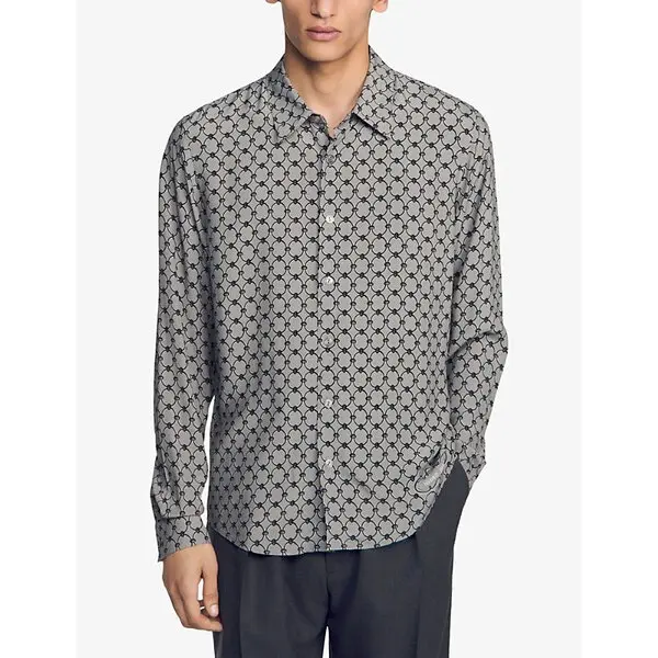 Sandro Chain-print Long-sleeve Woven Shirt