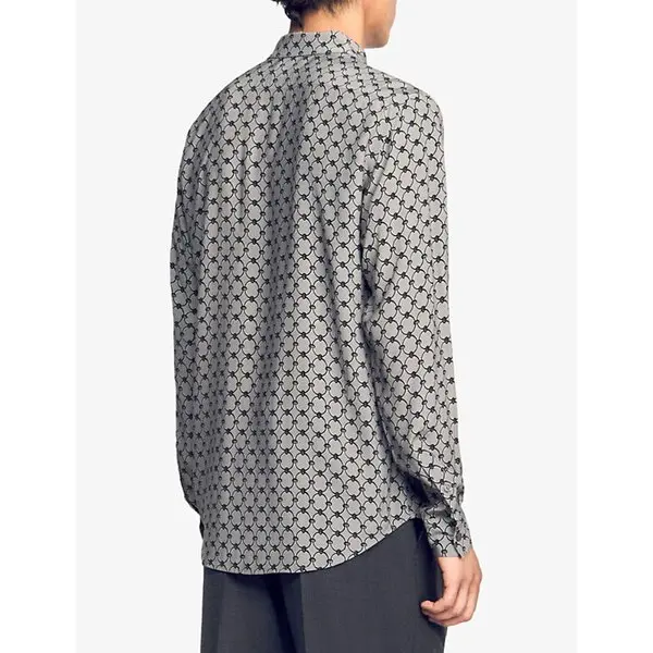 Sandro Chain-print Long-sleeve Woven Shirt