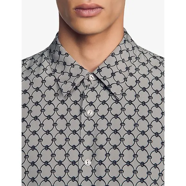 Sandro Chain-print Long-sleeve Woven Shirt
