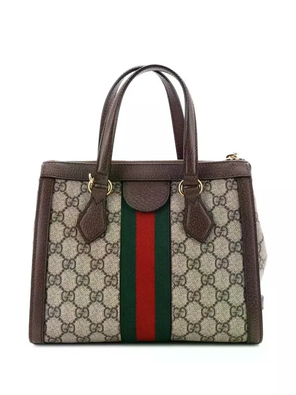 Gucci Ophidia Top Handle Gg Coated Canvas Small Tote Bag - Brown